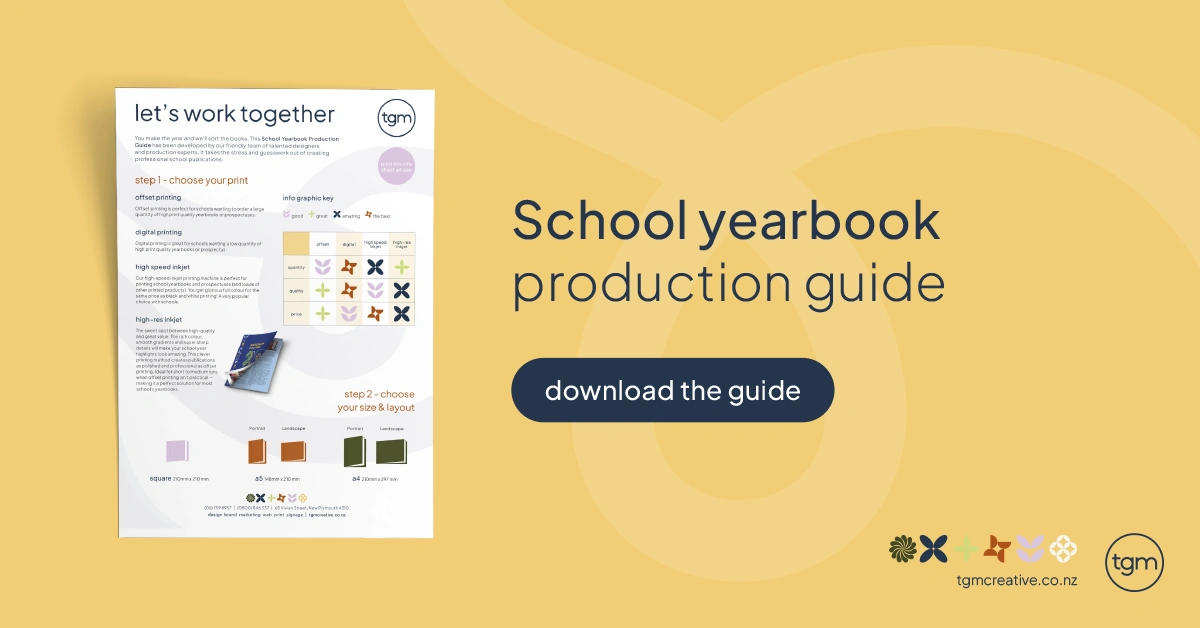 School Yearbook Production Guide | TGM Creative - Taranaki's experts in ...